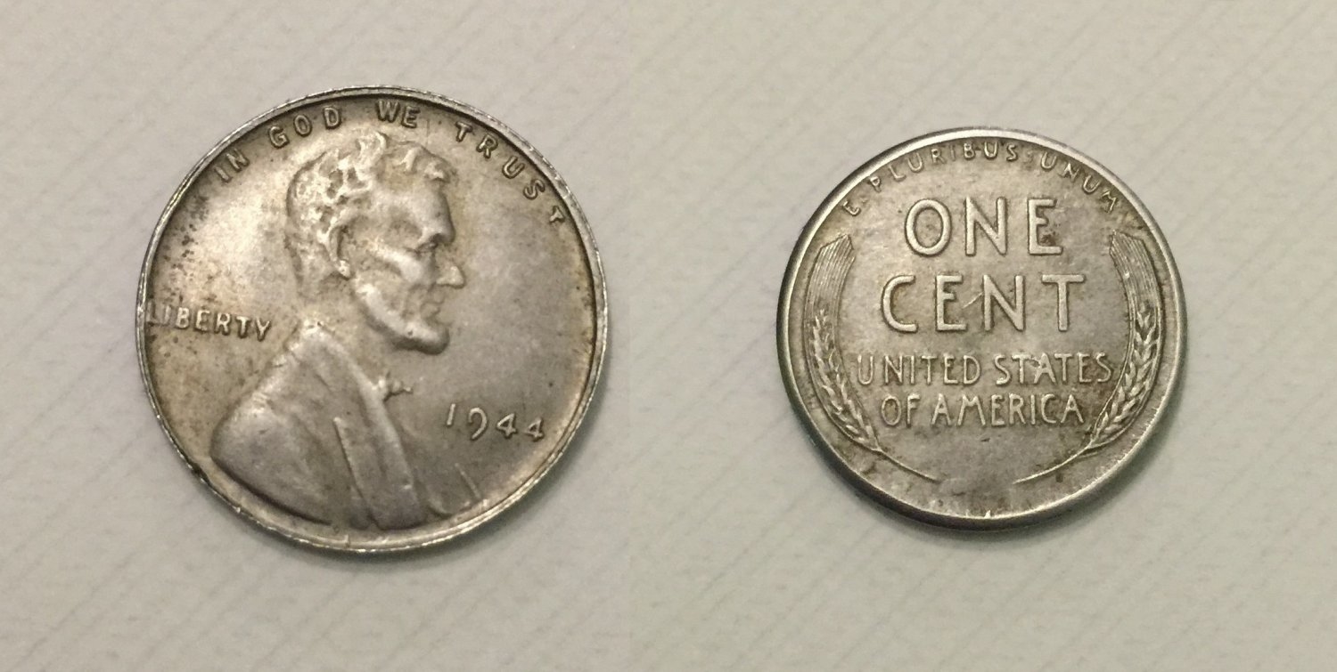 1944 P Lincoln Wheat Cent Penny (Errors,Steel) - ID 7472 1944 P Lincoln Wheat Cent Penny (Errors,Steel) - ID 7472